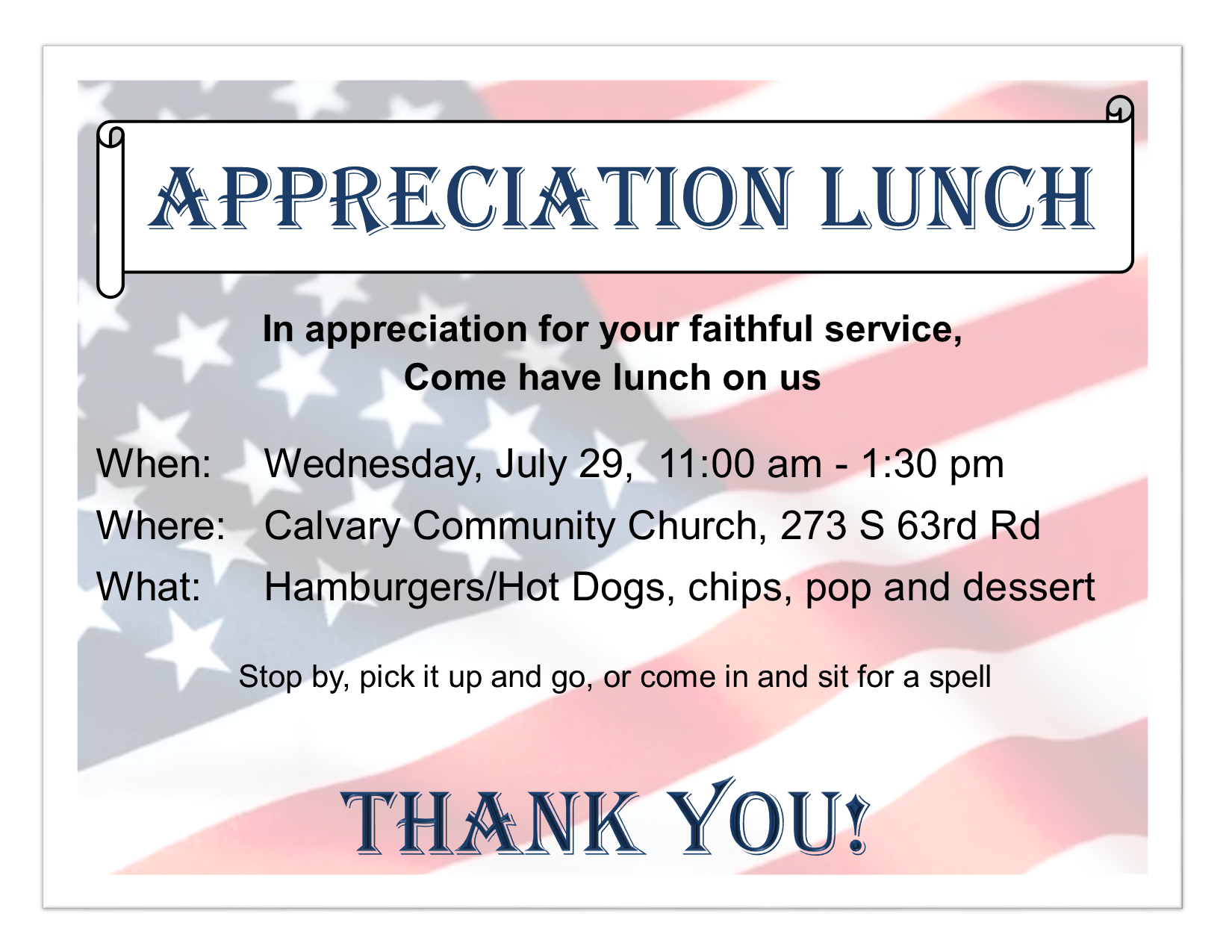Law Enforcement Appreciation Lunch – Calvary Community Church